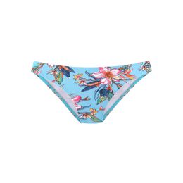 Lascana Damen Bikini-Hose "Malia", blau, Gr. 34, bedruckt, floral, Microfaser, Microfaser, Polyamid, Badehosen, mit normalem Schnitt