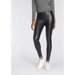 Tamaris Damen Leggings, schwarz, Gr. 40, Jersey, Obermaterial: 95% Polyester, 5% Elasthan, Hosen, enge Form in Leder-Optik