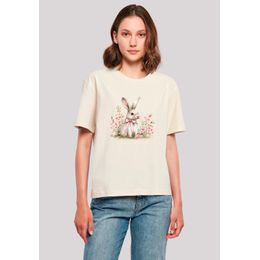 F4NT4STIC Damen T-Shirt "Niedlicher Osterhase mit Blumen", wei&szlig;, Gr. XS, Obermaterial: 100% Baumwolle, Shirts, Premium Qualit&auml;t