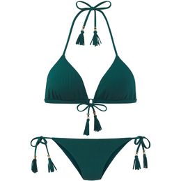 ELBSAND Damen Triangel-Bikini, blau, Gr. 38, strukturiert, unifarben, Recycling-Polyamid, Bikini-Sets, aus trendiger Rippware