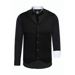 Rusty Neal Herren Langarmhemd, schwarz-wei&szlig;, Gr. XXXL, mehrfarbig, 60% Baumwolle, 37% Polyester, 3% Elasthan, Hemden, bestehend aus Hemd, Weste und