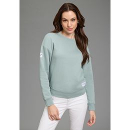 Bruno Banani Damen Sweatshirt, gr&uuml;n, Gr. 32, unifarben, angeraute Sweatware, Obermaterial: 70% Baumwolle, 30% Polyester, Sweatshirts, mit