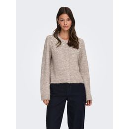 Only Damen Strickjacke "ONLMIGGIE LS O-NECK PEARL CARDIGA EX KNT"malt ball detail:melange, fmop, Gr. XL, meliert, Strick, Obermaterial: 70%