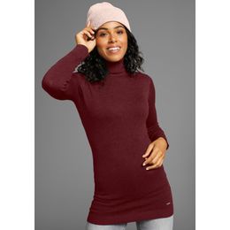 Laura Scott Damen Rollkragenpulloverbordeaux, mel, Basic, Gr. 46, unifarben, Feinstrick, Obermaterial: 70% Viskose, 30% Polyamid, Pullover,