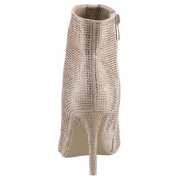 ANISTON SHOES Damen Stiefelette, Gr. 38, beige, Velourslederimitat, Glitzer, Schuhe, Abendstiefelette mit Glitzersteinchen