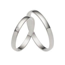 Firetti Damen Trauring "Schmuck Geschenk Gold Hochzeit Ehering Trauring "LIEBE"", 50, 0,01 SI = kleine Einschl&uuml;sse mit Brillant, Wei&szlig;gold 375, 2,5mm,