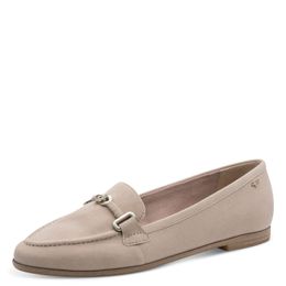 Slipper Tamaris, Damen, Gr. 40, hellgrau, Ziegenveloursleder, unifarben, Schuhe Slipper, Blockabsatz, Businessschuh, Schlupfschuh mit modischem Zierriegel