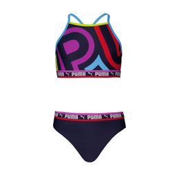 Puma M&auml;dchen Triangel-Bikini "Puma SWIM GIRLS PLACED PRINT BIKINI SET"multi colour, Gr. 128, Obermaterial: 82% Polyester, 18% Elasthan, Bikini-Sets