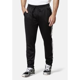 Herren Sporthose "Racingstripe Jogginghose", schwarz, Gr. XXXL, HERO by John Medoox, Stoff, 55% Polyester, 45% Baumwolle, Hosen, Bequemer