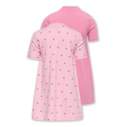 KIDS Only M&auml;dchen Nachthemd "KMGRILA 2-P SS NIGHTWEAR DRESS JRS", Gr. 98, rosa, Jersey, Obermaterial: 100% Baumwolle, bedruckt, gepunktet, unifarben,