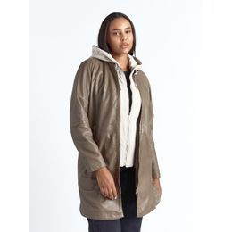 Maze Damen Langjacke "42021316", braun, Gr. 46, Obermaterial: 100% Lammleder. Futter: 100% Baumwolle. &Auml;rmelfutter: 100% Polyester. Kapuze: 55%