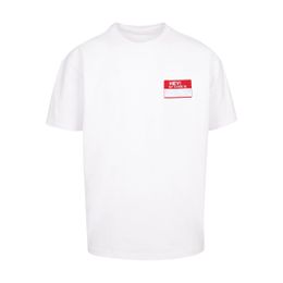 T-Shirt "Upscale by Mister Tee Unisex Hey My Name Is Oversize Tee", Damen, Gr. L, wei&szlig;, 100% Baumwolle, UPSCALE BY MISTER TEE, unifarben, oversize, Rundhals, Shirts T-Shirt