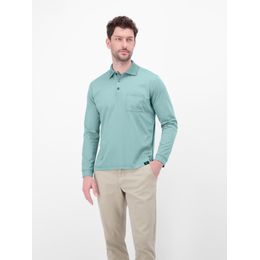 Lerros Herren Langarm-Poloshirt, gr&uuml;n, Gr. M, unifarben, Single Jersey, Obermaterial: 52% Baumwolle, 48% Polyester, Shirts, mit Brusttasche und