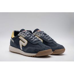 Replay Herren Sneaker, Gr. 43navy, wei&szlig;, gelb, Leder, Lederimitat, Textil, kontrastfarbene Details, Schuhe, Schn&uuml;rschuh, Halbschuh, Freizeitschuh mit