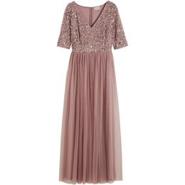 bonprix Damen Abendkleid, rosa, festlich, Gr. 52, unifarben, Web, Obermaterial: 100% Polyester. Futter: 100% Polyester, Kleider, f&uuml;r festliche