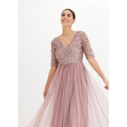 bonprix Damen Abendkleid, rosa, festlich, Gr. 46, unifarben, Web, Obermaterial: 100% Polyester. Futter: 100% Polyester, Kleider, f&uuml;r festliche