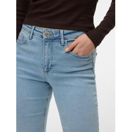 V&eacute;ro Moda VERO MODA Damen Skinny-fit-Jeans "VMPOLLY MR SKINNY JEANS RA3056 NOOS", blau, Gr. L, unifarben, Denim/Jeans, Obermaterial: 98% Baumwolle, 2%