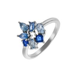 Vivance Damen Fingerring "925/- Sterling Silber rhodiniert synth.Steine blau", 054 (17,2), Silber 925 (Sterlingsilber), wei&szlig;, Silber 925