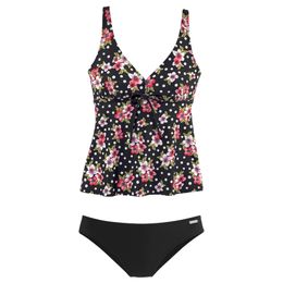 Lascana Damen B&uuml;gel-Tankini, schwarz, Gr. 48, floral, gepunktet, Polyamid, Bikini-Sets, im angesagten Design