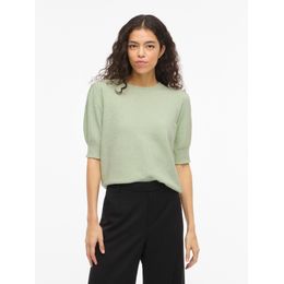 Vila Damen Strickpullover "VIRIL 2/4 SLEEVE O-NECK KNIT TOP - NOOS"smoke gr&uuml;n detail:light melange, Gr. L, meliert, Strick, Obermaterial: 50%