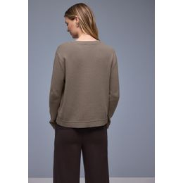 Street One Damen Strickpullover, braun, Gr. 38, unifarben, Strick, Obermaterial: 100% Baumwolle, Pullover, mit Rundhals