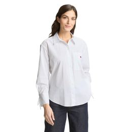 Tom Tailor Damen Hemdbluse, wei&szlig;, Gr. 34, unifarben, Web, Obermaterial: 69% Baumwolle, 26% Polyamid, 5% Elasthan, Blusen, mit Streifen Muster