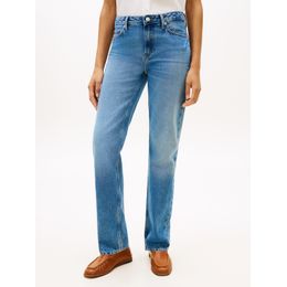 Straight-Jeans Tommy Hilfiger, Damen, Gr. 27, L&auml;nge 32, finn, Denim/Jeans, Obermaterial: 100% Baumwolle, unifarben, lang, Jeans Straight-Jeans, mit dezenter Logostickerei