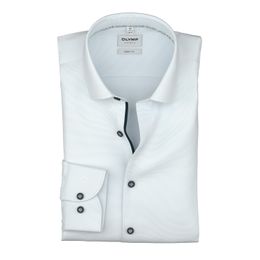 OLYMP Herren Businesshemd "Level 5", wei&szlig;, Gr. 41, gemustert, Web, Obermaterial: 97% Baumwolle, 3% Elastolefin, Hemden, Kentkragen, body fit