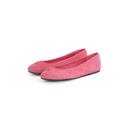 Tommy Hilfiger Damen Ballerina "TH HARDWARE SUEDE BALLERINA", Gr. 37, pink, Veloursleder, Schuhe, Flats, Businessschuh, Bequemschuh, Schlupfschuh mit