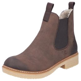Rieker Damen Winterstiefelette, Gr. 37, braun, Elastischer Einsatz, Lederimitat, Schuhe, Chelseaboots, Used-Look, mit Innenrei&szlig;verschluss und
