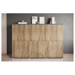 Highboard OTTO HOME "Kenia, moderne grifflose Hochkommode mit 6 T&uuml;ren, Breite 180 cm", grau (matera anthrazit, kastanie breslau), B:180cm H:125cm T:39,5cm, FSC-zertifizierter Holzwerkstoff, Sideboards, Highboard, Push-to-Open-Fronten, h&ouml;henverstellbaren Einlegeb&ouml;den