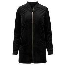 Allwetterjacke Urban Classics "Urban Classics Damen Ladies Long Velvet Jacket", Damen, Gr. XS, schwarz, 100% Polyester, unifarben, normal, amerikanischer Ausschnitt, Jacken