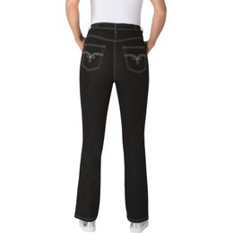 Damen 5-Pocket-Jeans mit Stickerei-Motiv black-denim, Gr&ouml;&szlig;e 21