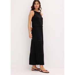 bonprix Maxikleid mit Crochet-Eins&auml;tzen, schwarz, Viskose