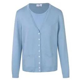 Twinset aus 100% Schurwolle-Pure Tasmanian Wool Peter Hahn blau, 52
