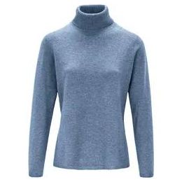 Rollkragen-Pullover aus Schurwolle und Kaschmir Peter Hahn blau, 42