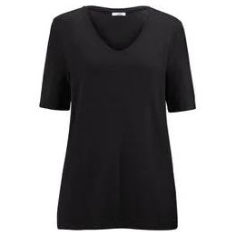 Shirt gerundetem V-Ausschnitt Emilia Lay schwarz, 44