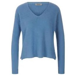 V-Pullover aus 100% Premium-Kaschmir Peter Hahn blau, 42