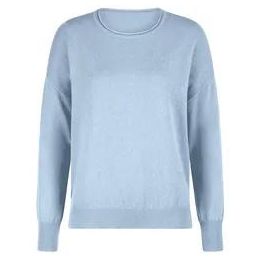 Rundhals-Pullover Kaschmir Peter Hahn blau, 46