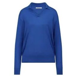 Polo-Pullover Kaschmir Peter Hahn blau, 38