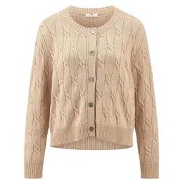 Strickjacke Rundhals-Ausschnitt Peter Hahn beige, 42