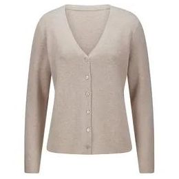 Strickjacke V-Ausschnitt aus Schurwolle und Ka Fadenmeister Berlin beige, 38