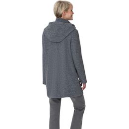 WITT Damen Longjacke mit weitenverstellbarer Kapuze, rauchblau-meliert, Gr&ouml;&szlig;e 52