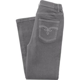 WITT Damen 5-Pocket-Jeans mit Stickerei-Motiv, grey-denim, Gr&ouml;&szlig;e 44