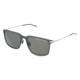 Porsche Design P8991 | Herren-Sonnenbrille | Fassung: Vollrand, Quadratisch, Kunststoff, Blau Silber | Glasfarbe: Grau