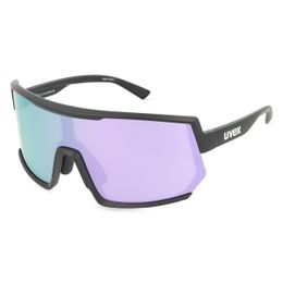 Uvex Sports S533003 sportstyle 235 | Unisex-Sonnenbrille | Fassung: Vollrand, Monoscheibe, Kunststoff, Schwarz Matt | Glasfarbe: Violett Spiegel Mehrfarbig