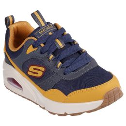 Sneaker Skechers "UNO - RETRO GROOVE", Jungen, Gr. 34, gelb (navy, gelb), Lederimitat, Schuhe Sneaker, Freizeitschuh mit Memory Foam, Gr&ouml;&szlig;enschablone zum Download