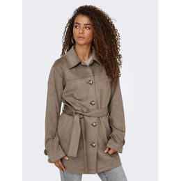 Trenchcoat Only "ONLDIANE LIFE FAUX SUEDE COAT CC OTW", Damen, Gr. XS, braun (walnut), Web, Obermaterial: 92% Polyester, 8% Elasthan, unifarben, regular fit, M&auml;ntel Trenchcoat, Topseller