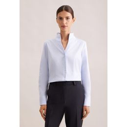 Klassische Bluse Seidensticker, Damen, Gr. XS(34), blau (hellblau), 100% Baumwolle, unifarben, slim fit, ohne Ausschnitt, Blusen Klassische Bluse, 1/1 Kragen Uni, Topseller