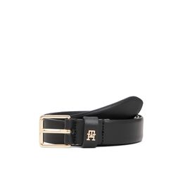 Lederg&uuml;rtel Tommy Hilfiger "TH SQUARE 2.5 cm breit GO", Damen, Gr. 75, schwarz, Rindsleder, G&uuml;rtel Lederg&uuml;rtel, mit eckiger Schnalle und TH-Monogramm